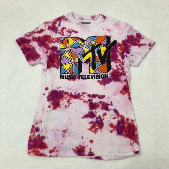MTV | Shirts | Mtv Pink Purple Tie Dye Graphic Logo Skate Shirt Unisex ...